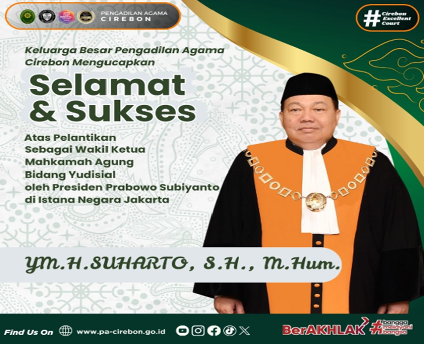 Selamat dan Sukses atas pelantikan Yang Mulia H. Suharto, S.H., M.Hum., Sebagai Wakil Ketua ...